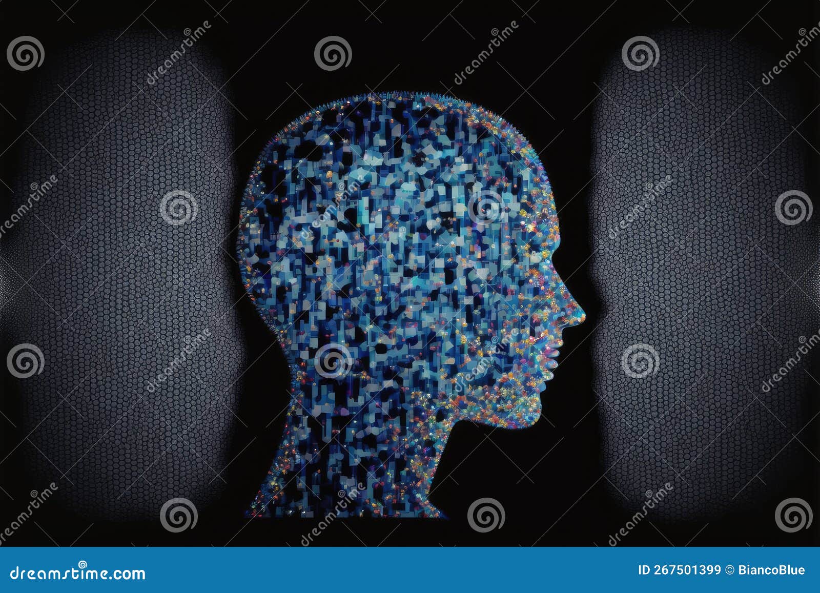 Genius Human Head with AI Brain Artificial Intelligence Virtual ...