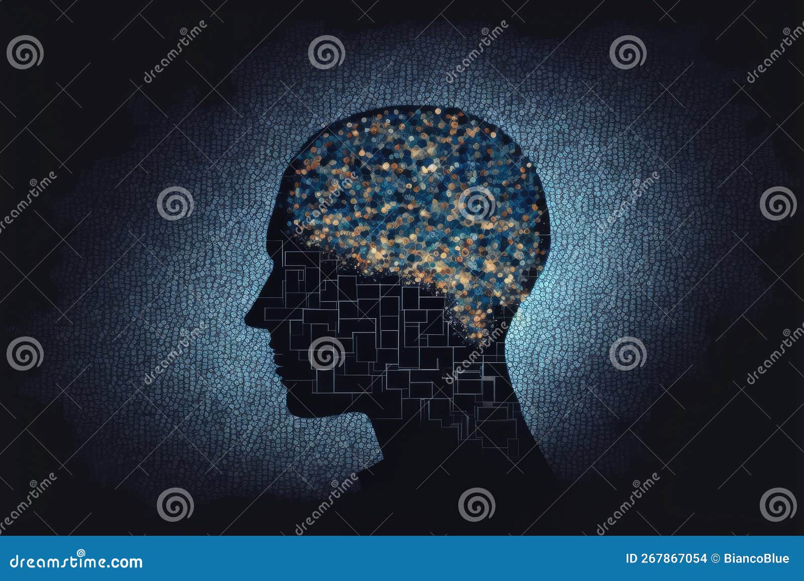 Genius Human Head with AI Brain Artificial Intelligence Virtual ...