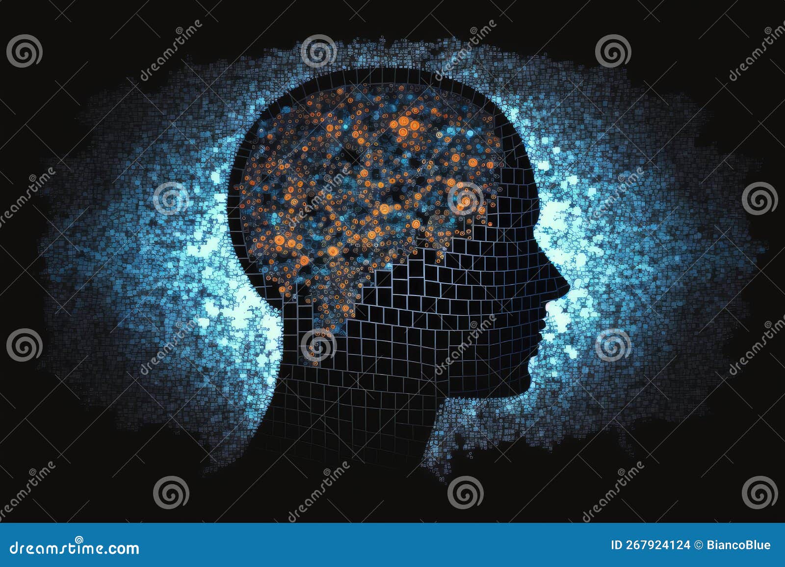 Genius Human Head with AI Brain Artificial Intelligence Virtual ...