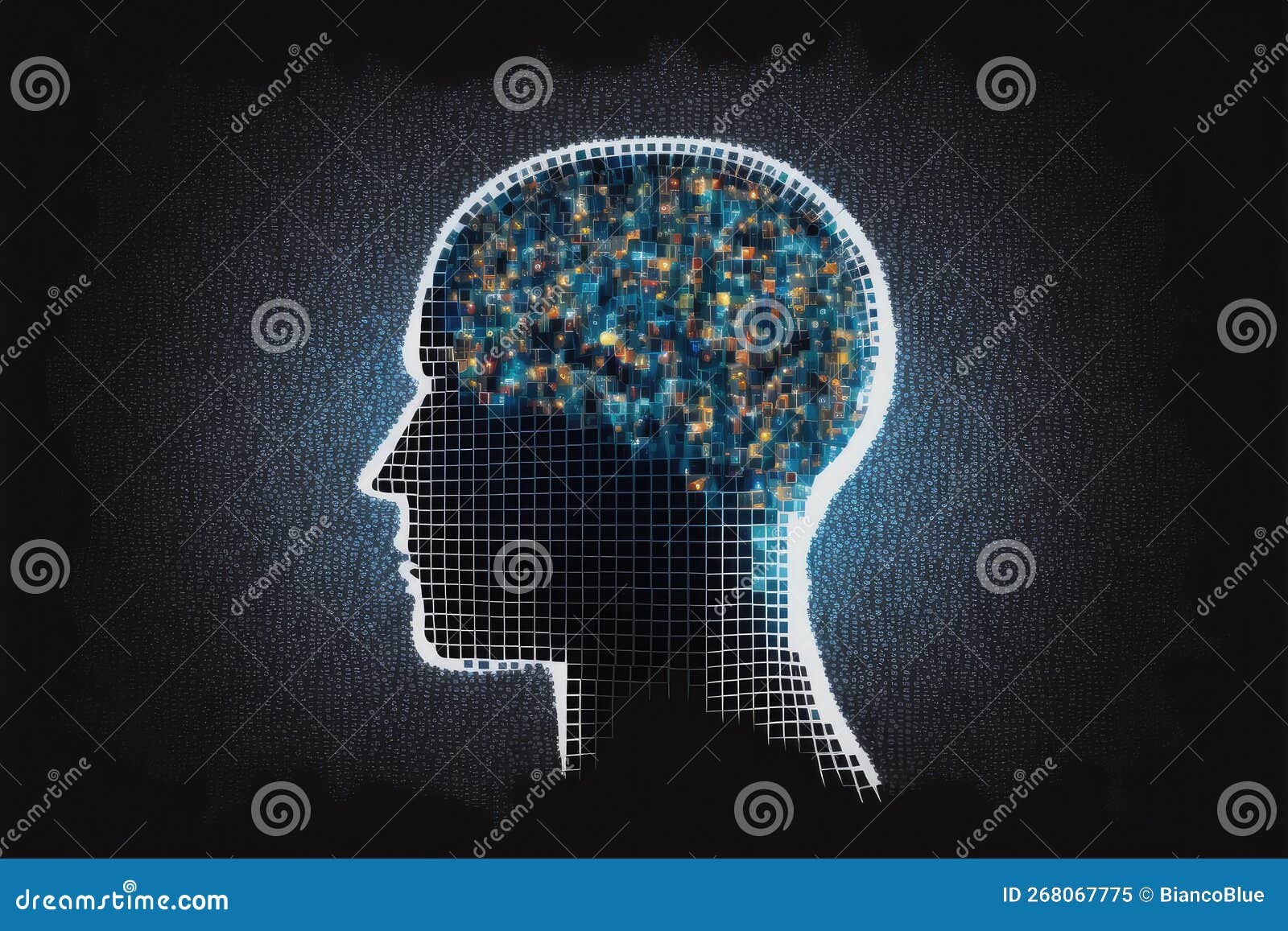 Genius Human Head with AI Brain Artificial Intelligence Virtual ...