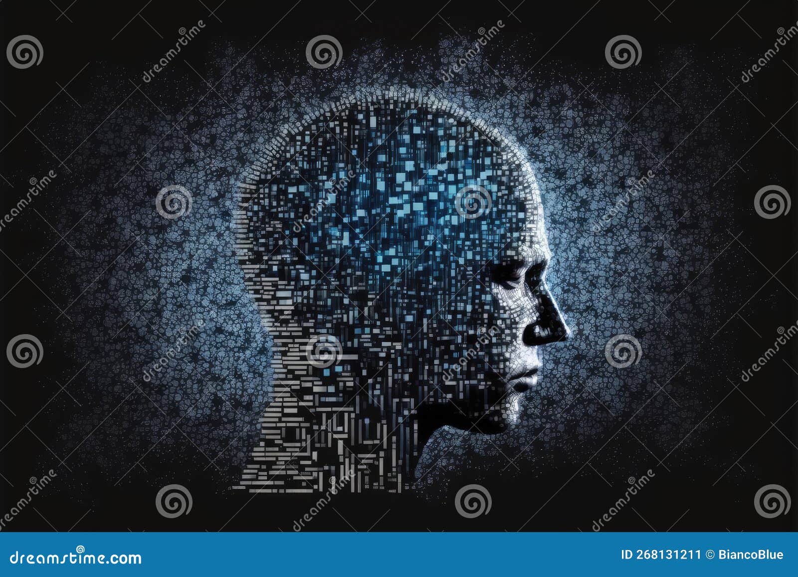 Genius Human Head with AI Brain Artificial Intelligence Virtual ...