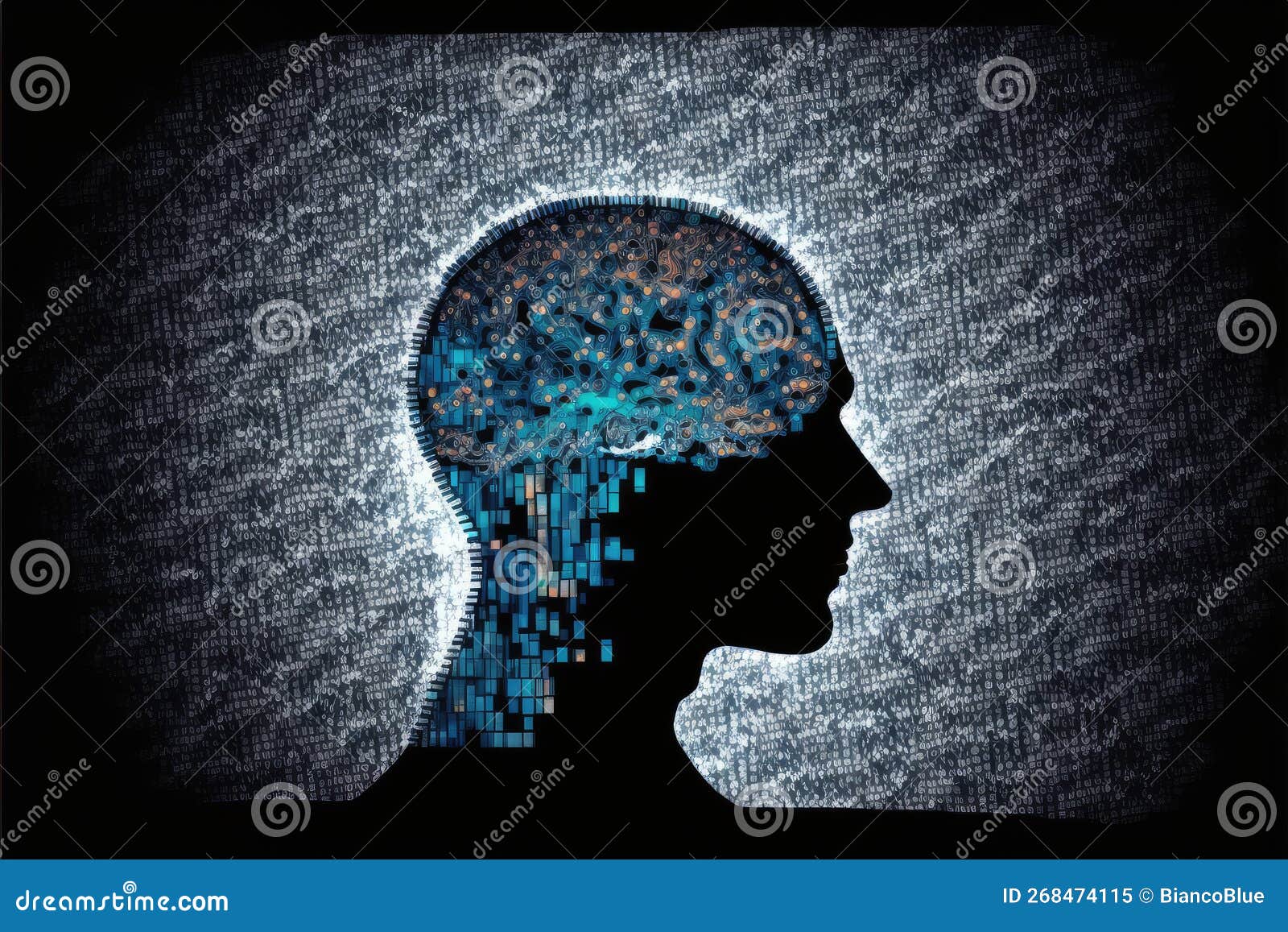 Genius Human Head with AI Brain Artificial Intelligence Virtual ...