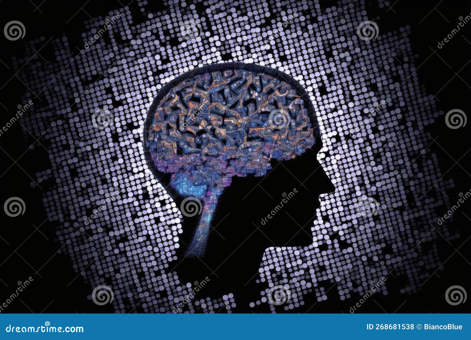 Genius Human Head With AI Brain Artificial Intelligence Virtual ...