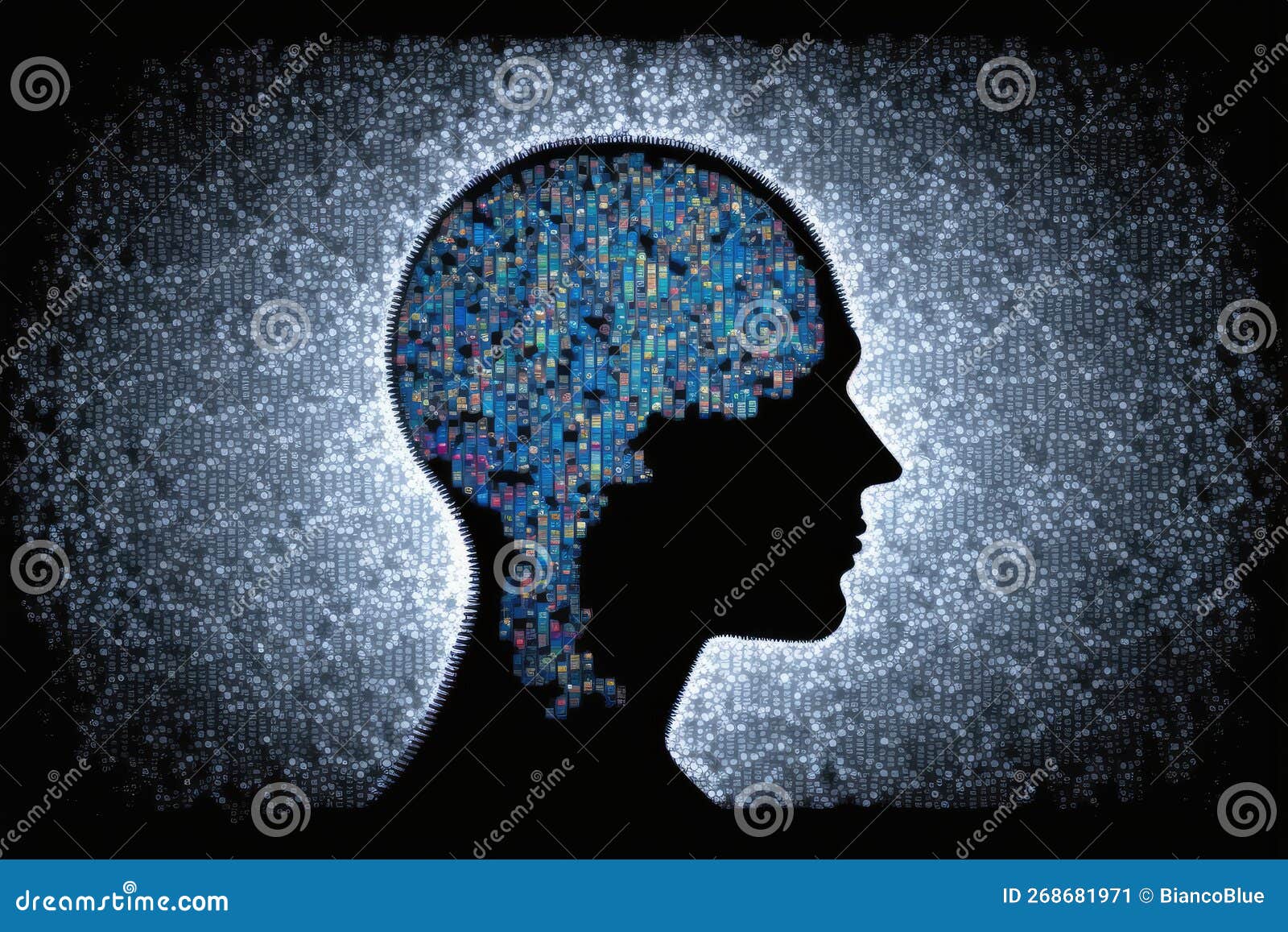 Genius Human Head With AI Brain Artificial Intelligence Virtual ...