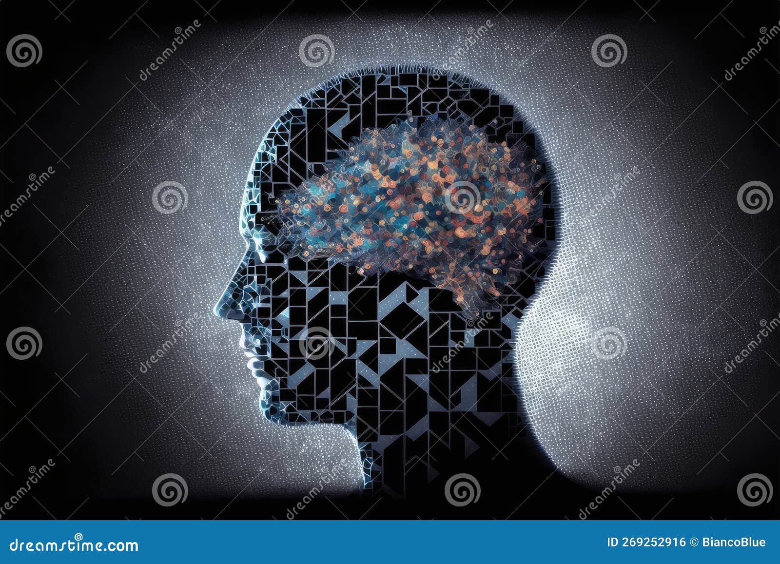 Genius Human Head with AI Brain Artificial Intelligence Virtual ...