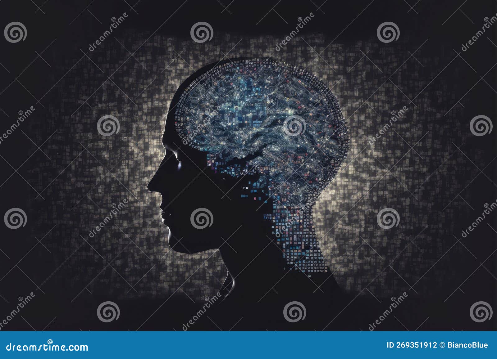 Genius Human Head with AI Brain Artificial Intelligence Virtual ...