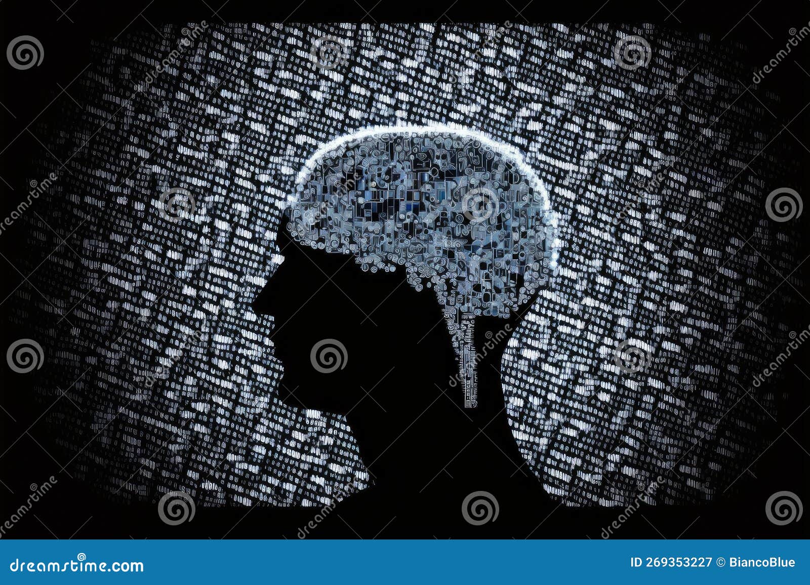 Genius Human Head with AI Brain Artificial Intelligence Virtual ...