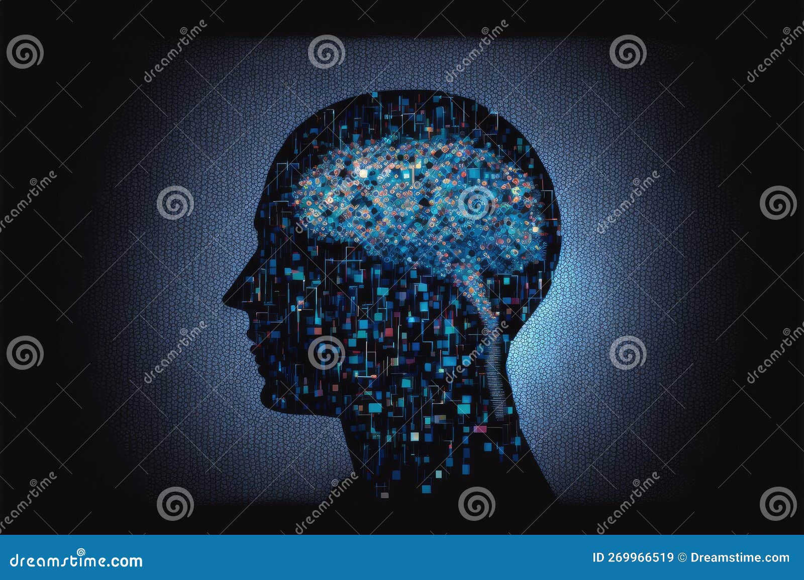 Genius Human Head with AI Brain Artificial Intelligence Virtual ...