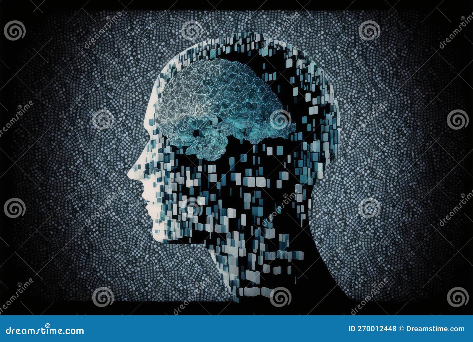 Genius Human Head with AI Brain Artificial Intelligence Virtual ...