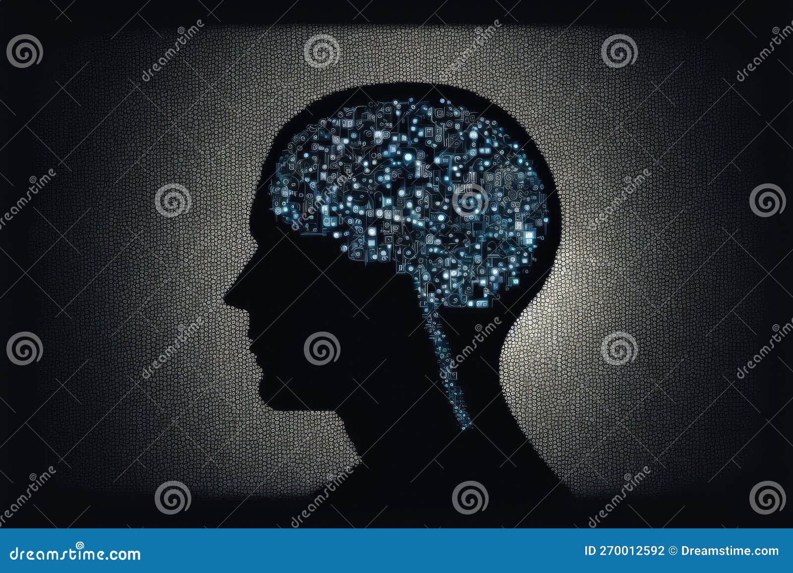 Genius Human Head with AI Brain Artificial Intelligence Virtual ...