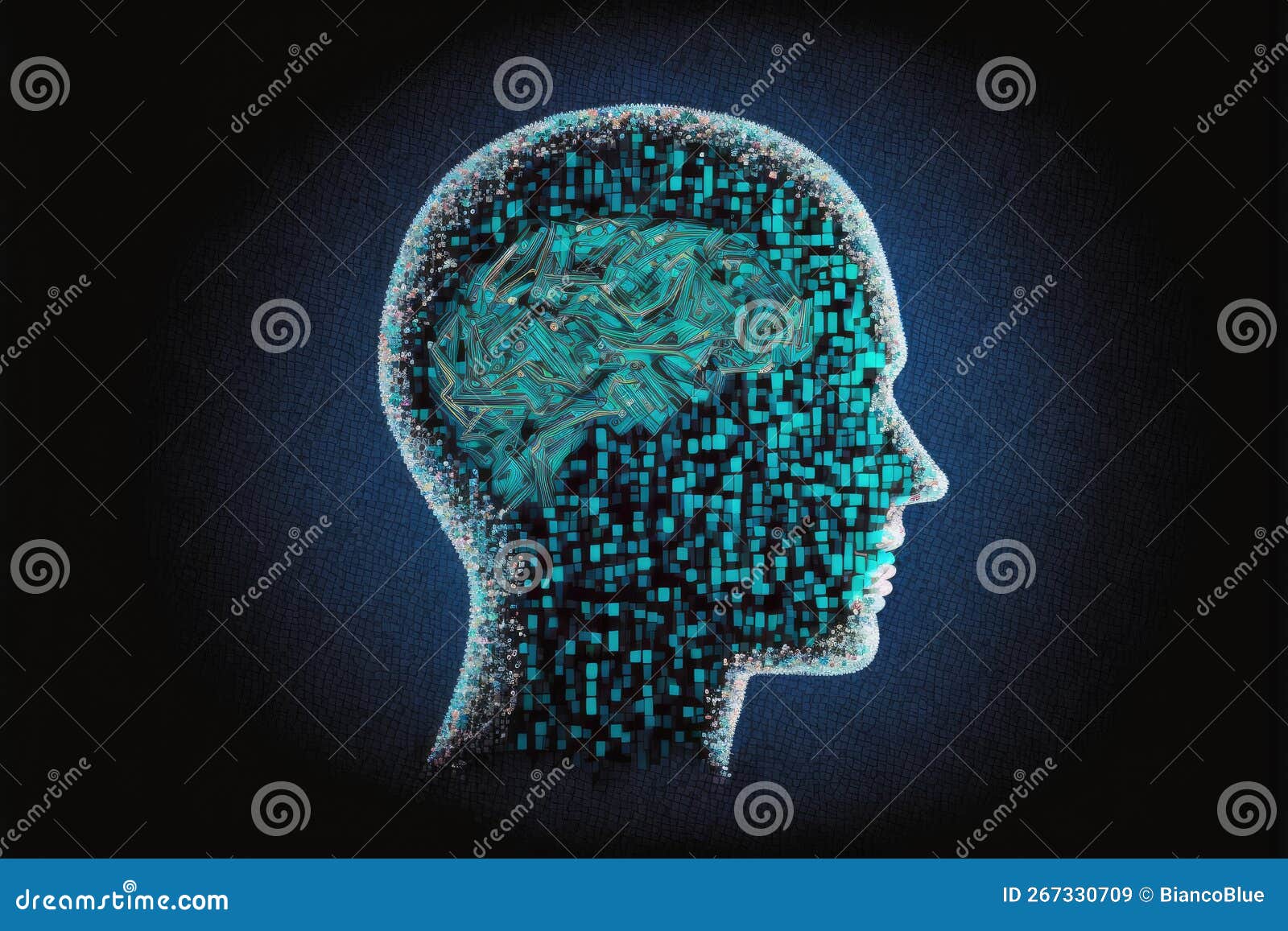 Genius Human Head with AI Brain Artificial Intelligence Virtual ...