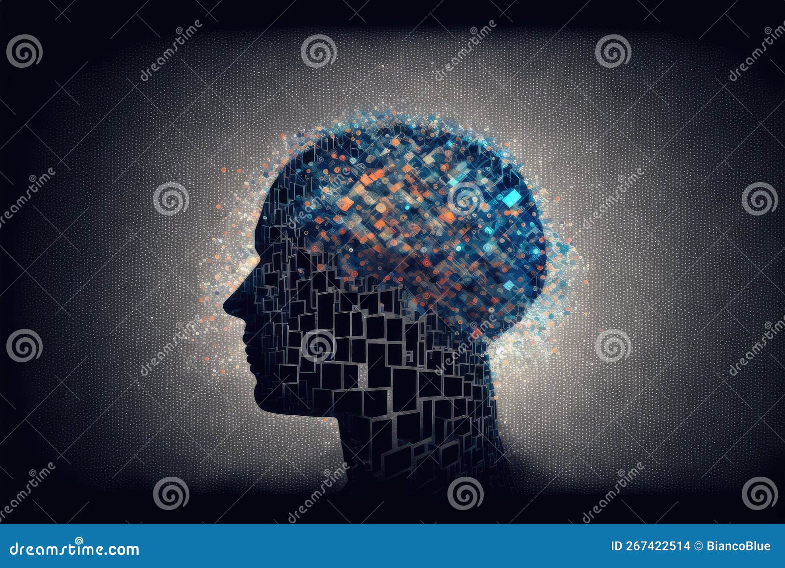 Genius Human Head with AI Brain Artificial Intelligence Virtual ...