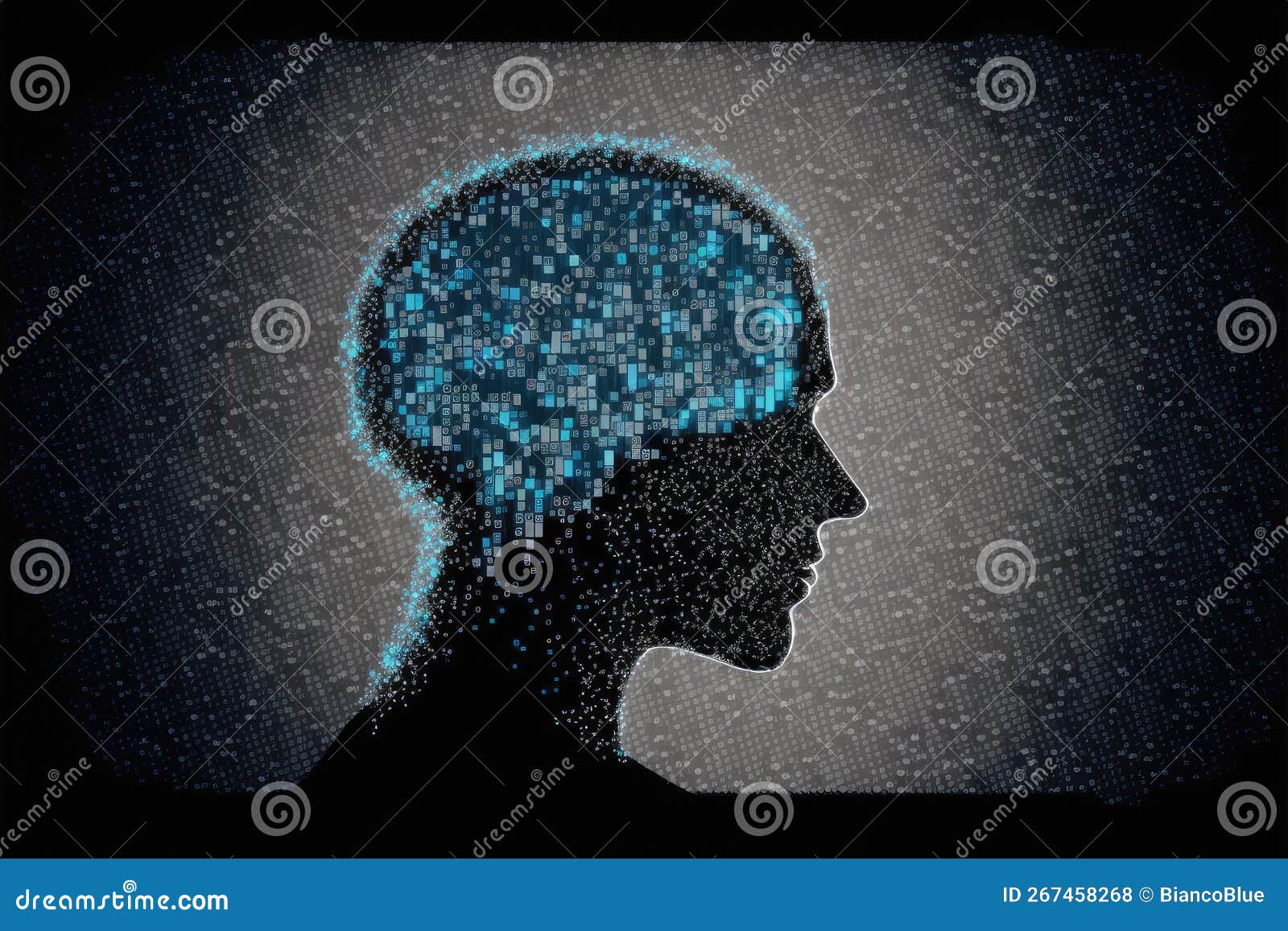 Genius Human Head with AI Brain Artificial Intelligence Virtual ...