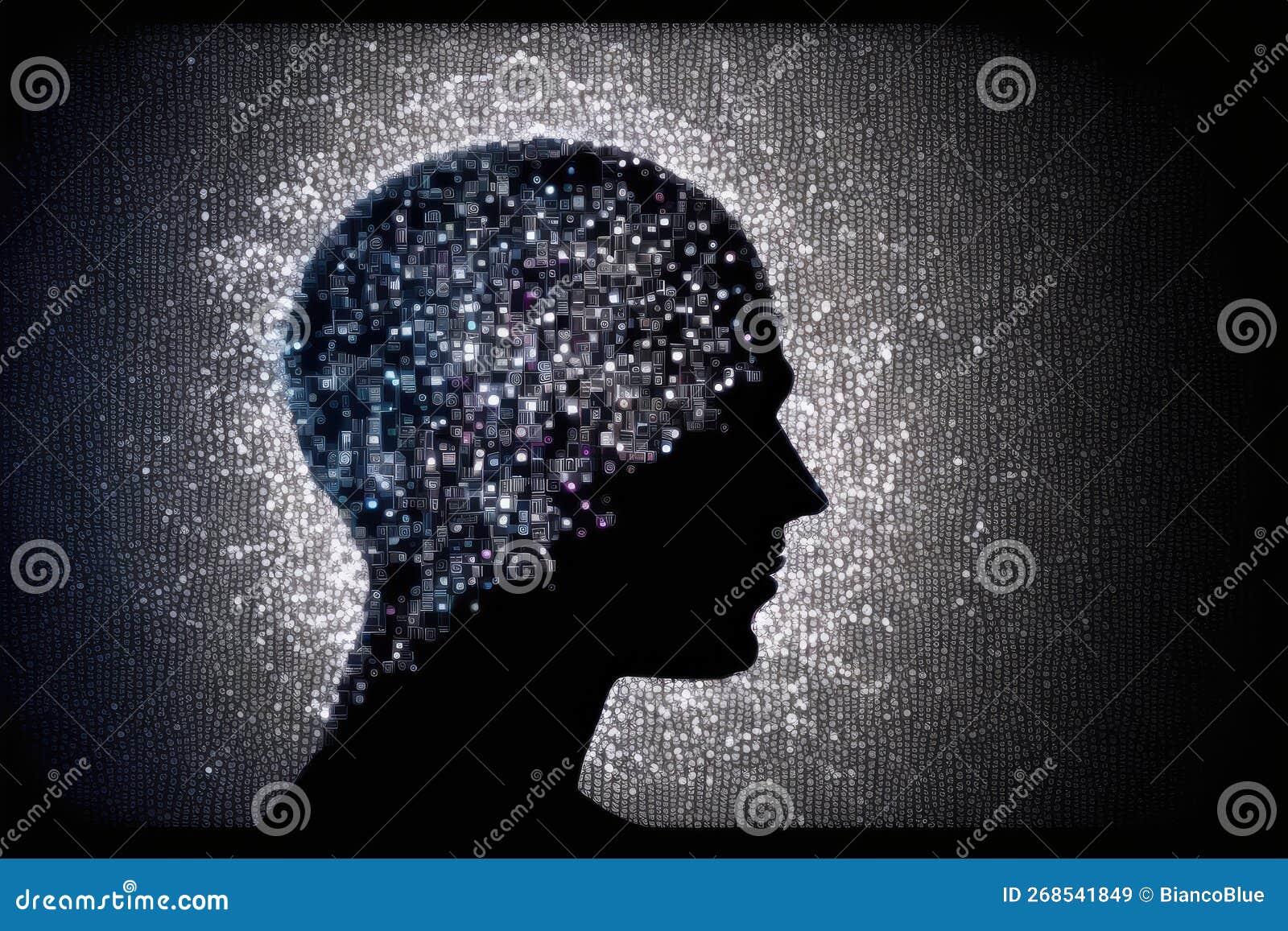 Genius Human Head with AI Brain Artificial Intelligence Virtual ...