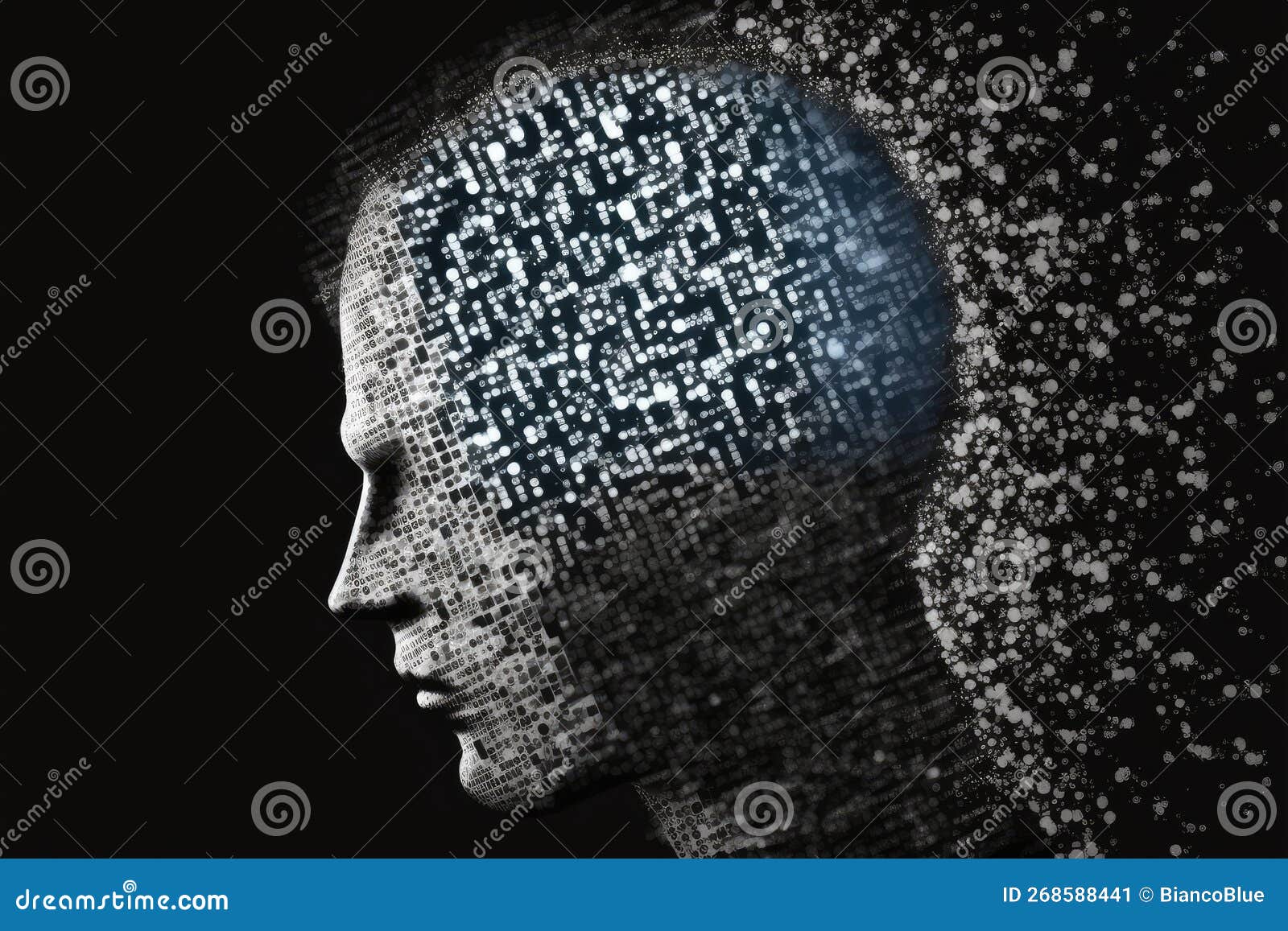 Genius Human Head with AI Brain Artificial Intelligence Virtual ...