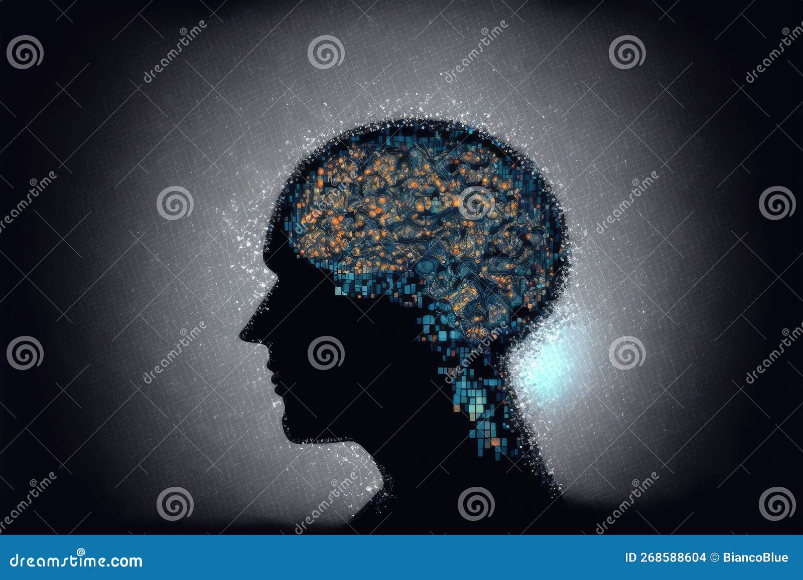 Genius Human Head with AI Brain Artificial Intelligence Virtual ...