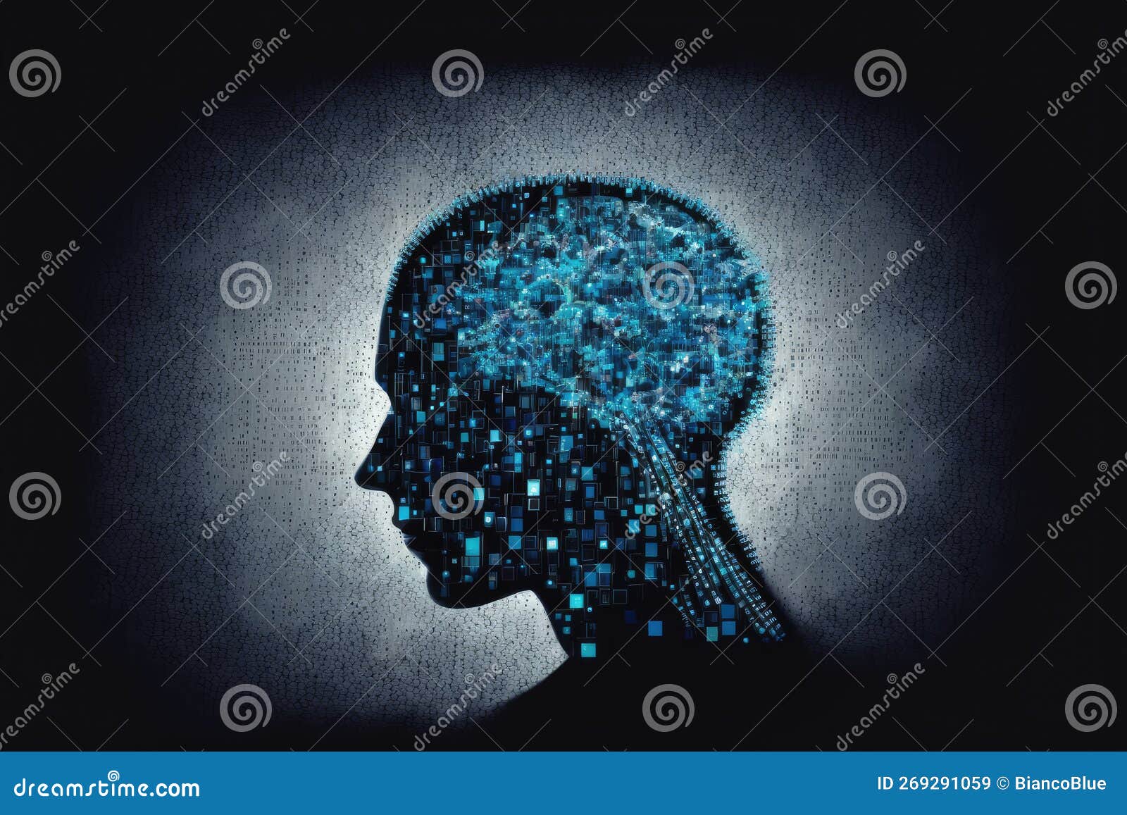 Genius Human Head with AI Brain Artificial Intelligence Virtual ...