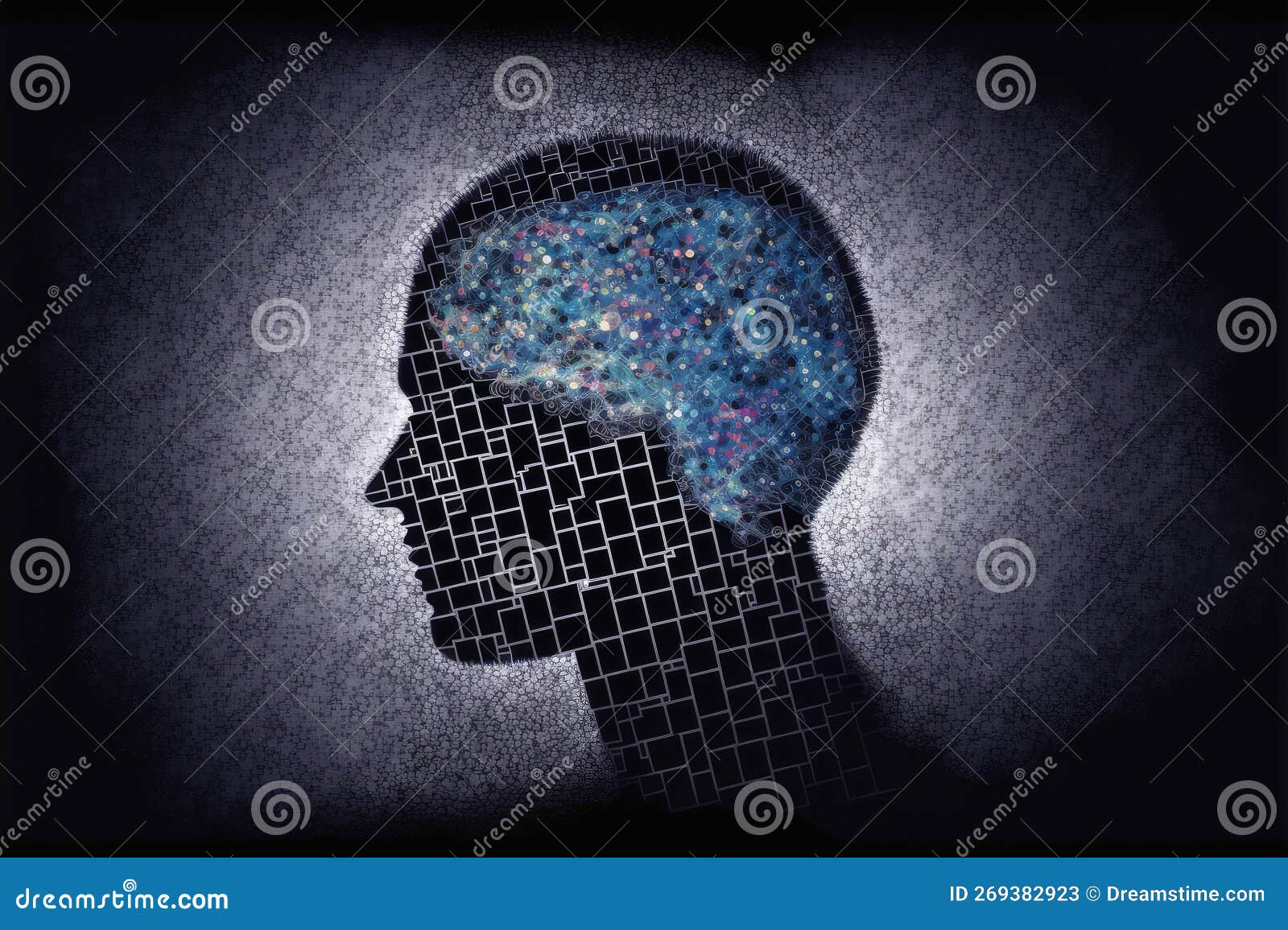 Genius Human Head with AI Brain Artificial Intelligence Virtual ...