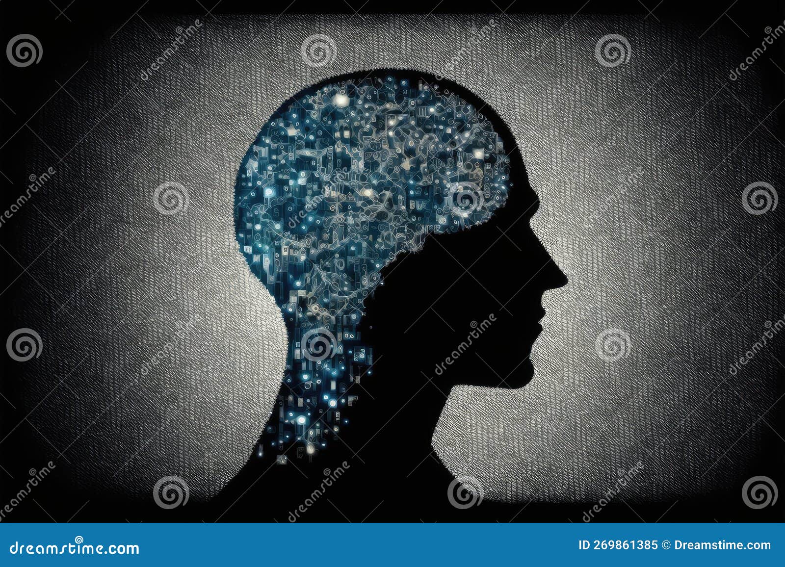 Genius Human Head with AI Brain Artificial Intelligence Virtual ...