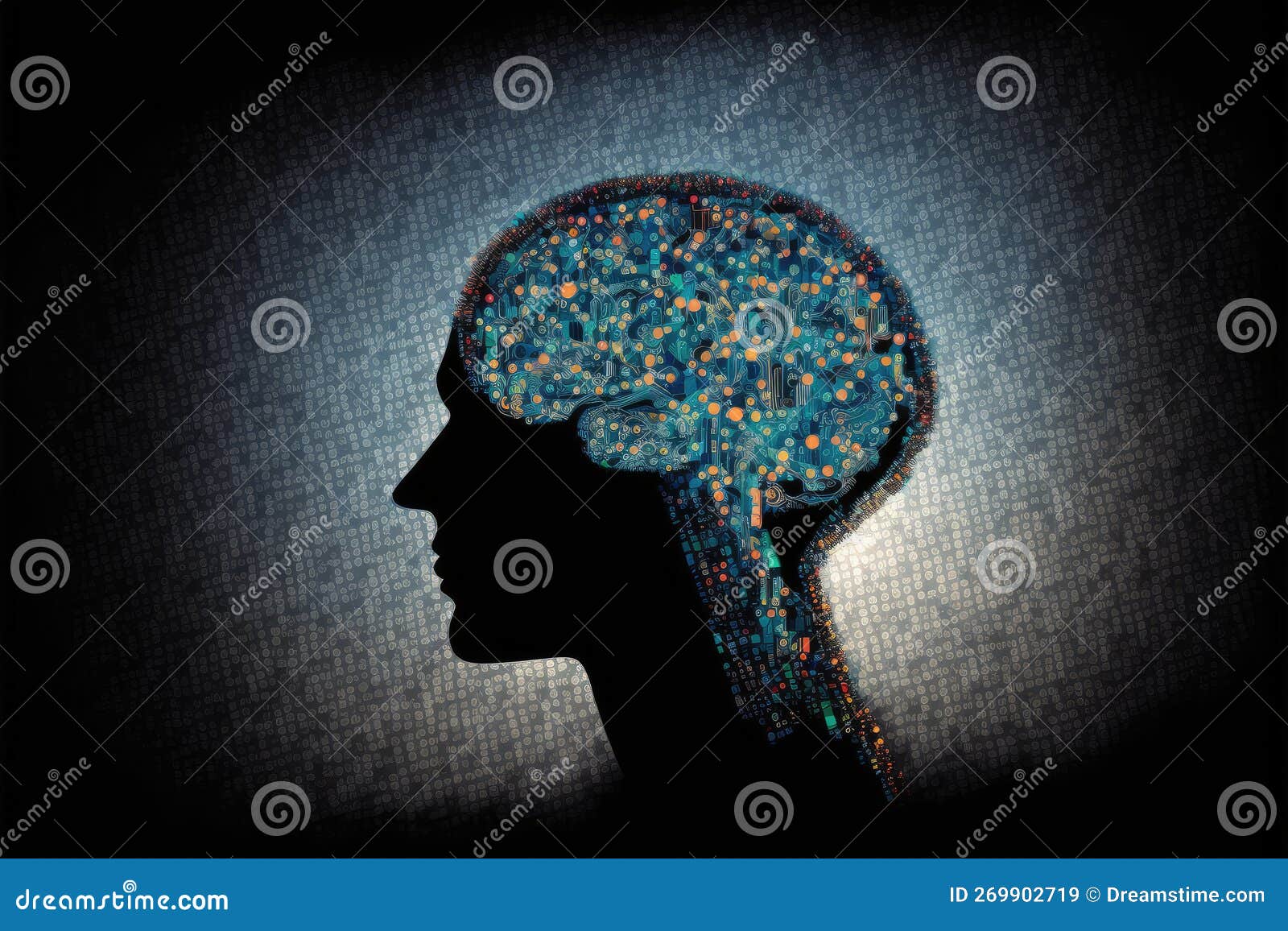 Genius Human Head with AI Brain Artificial Intelligence Virtual ...