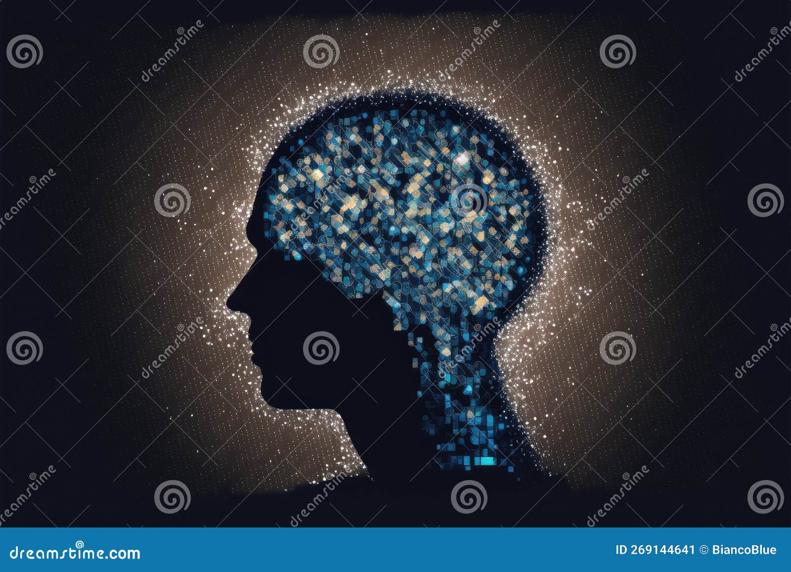 Genius Human Head with AI Brain Artificial Intelligence Virtual ...