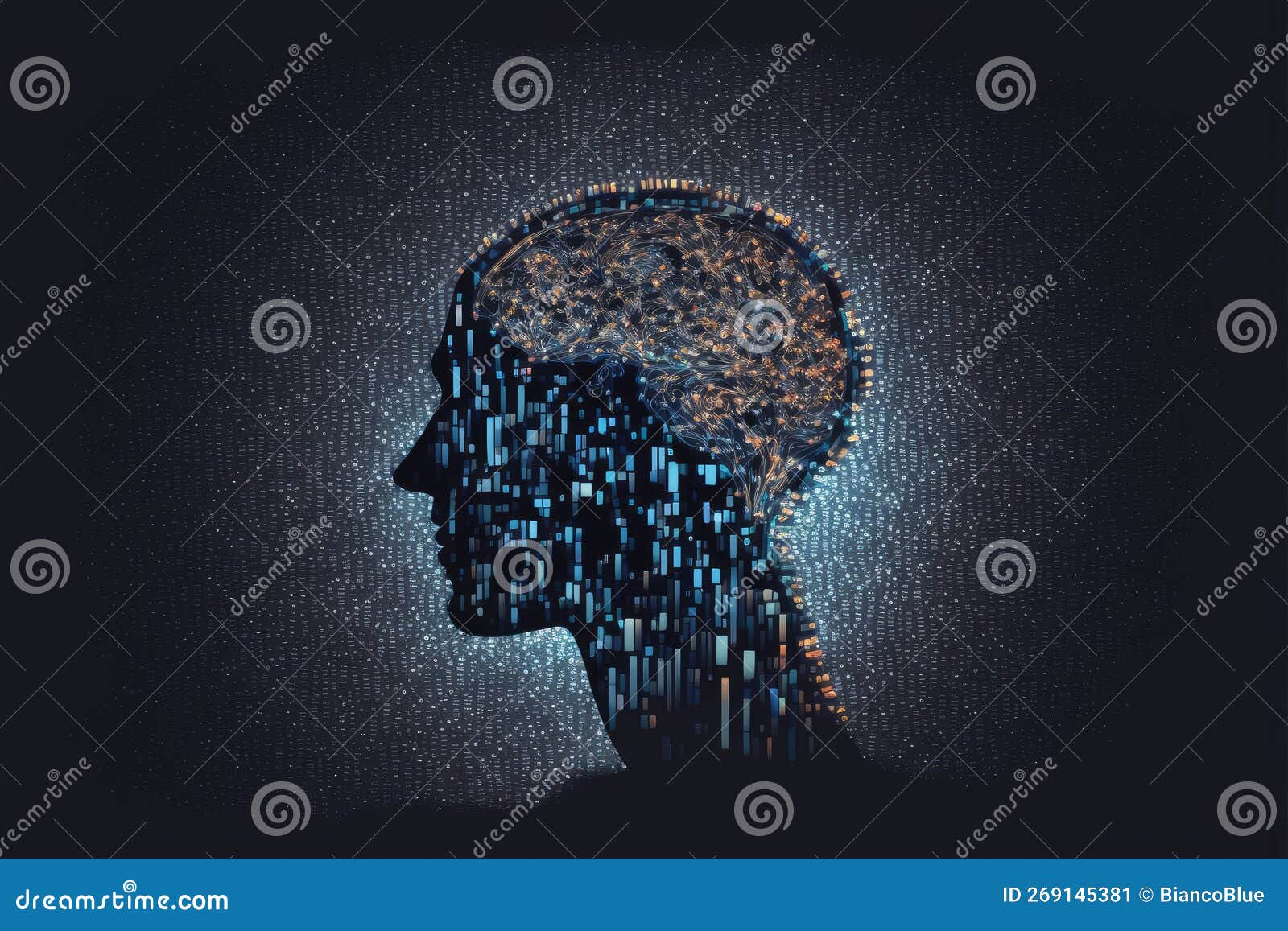 Genius Human Head with AI Brain Artificial Intelligence Virtual ...