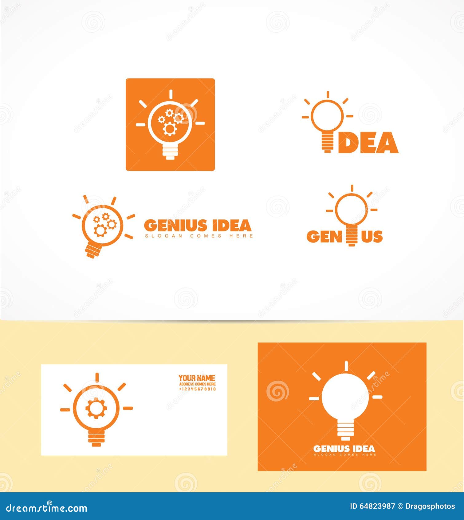 Genius Idea Light Bulb Logo Stock Vector - Illustration of logotype ...