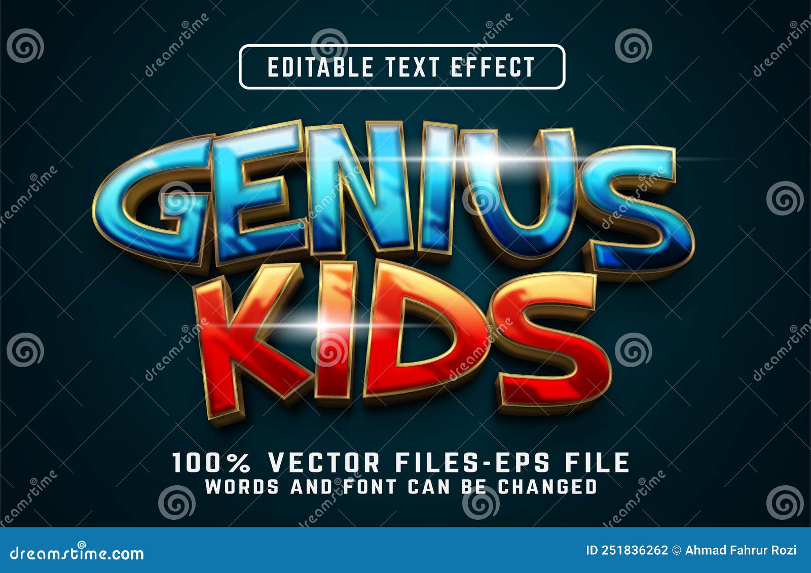 Genius Kids 3d Text Effect Premium Vectors Stock Vector - Illustration ...