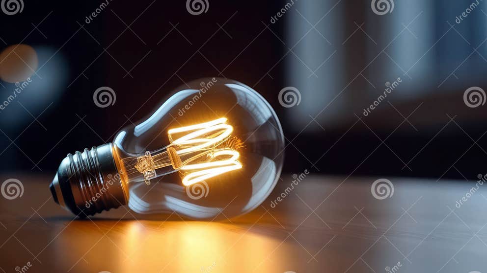 Genius Light Bulb: the Fire of Creativity in the Close Plan. Generated ...