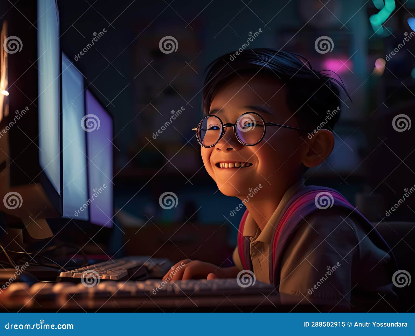 Genius Little Boy As A Hacker Is Coding And Programming On Computer Technology Stock 5090