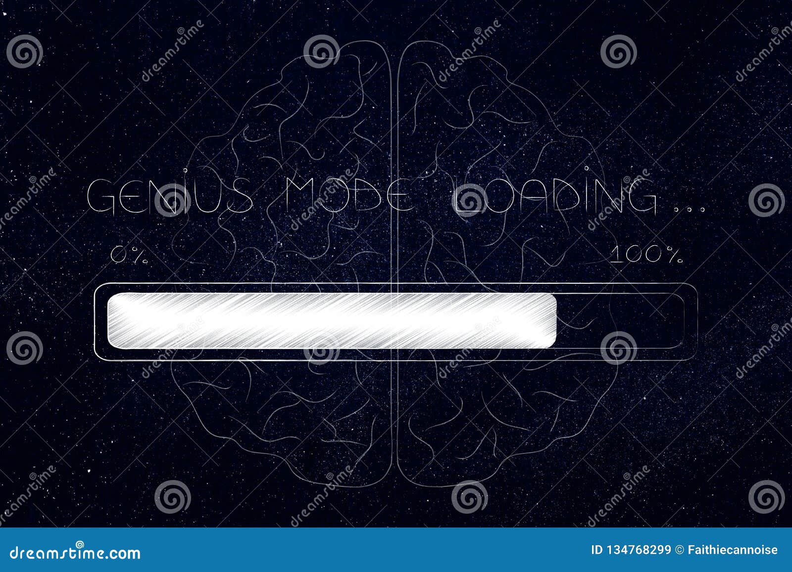 Genius Mode Loading Progress Bar with Brain Overlay Stock Illustration ...