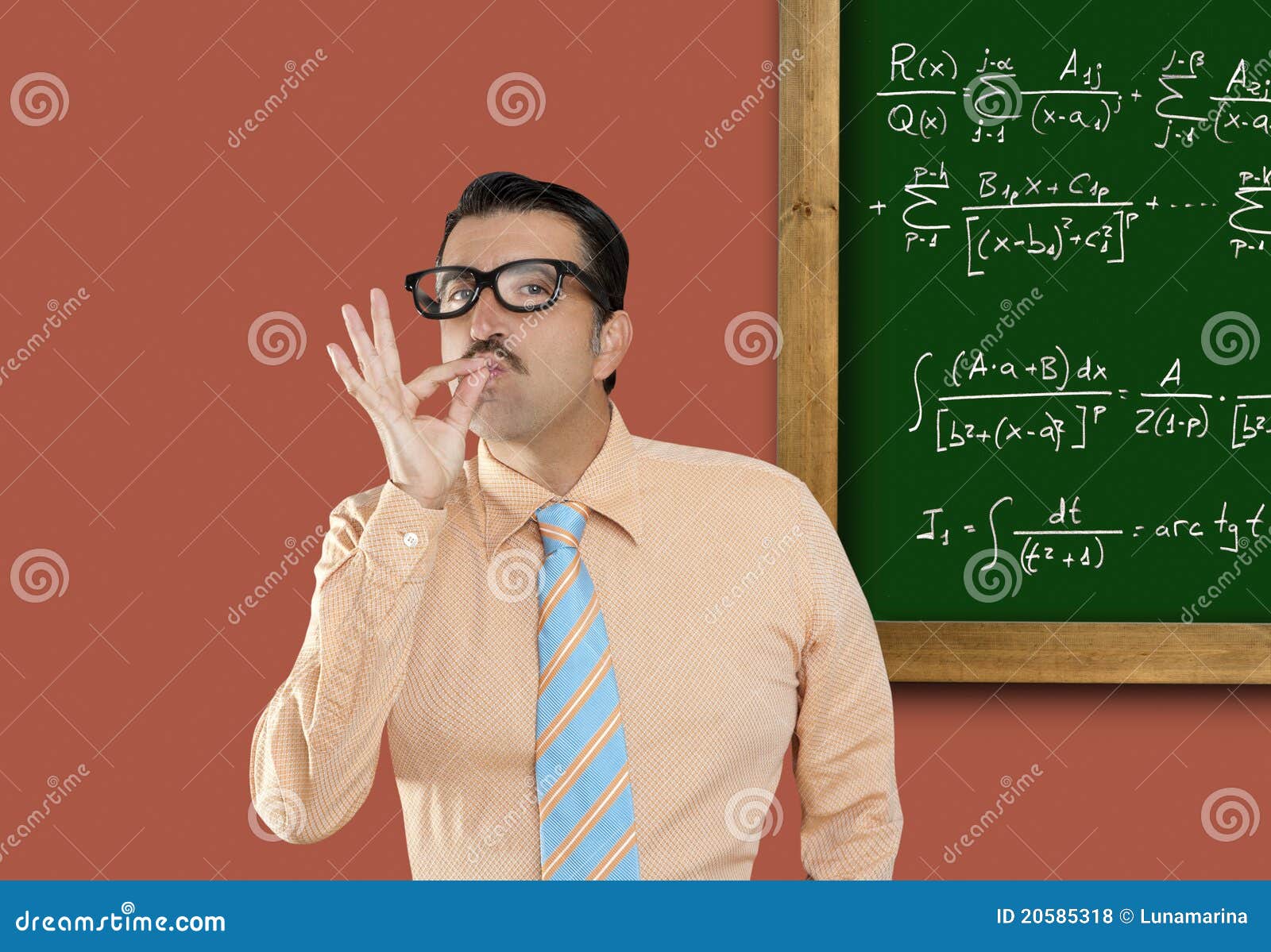 Genius Nerd Glasses Silly Man Board Math Formula Stock Photo - Image of ...