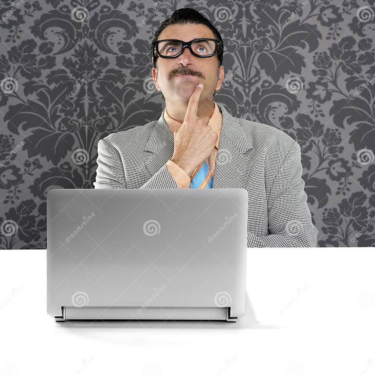 Genius Nerd Silly Glasses Thinking Gesture Stock Photo - Image of geek ...