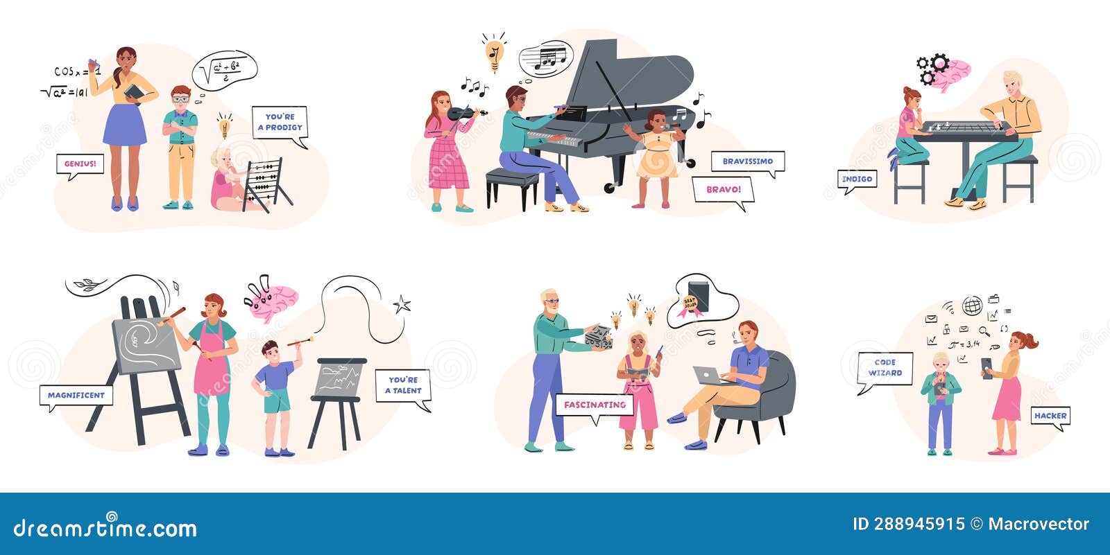 Genius Prodigy Compositions Set Stock Illustration - Illustration of ...