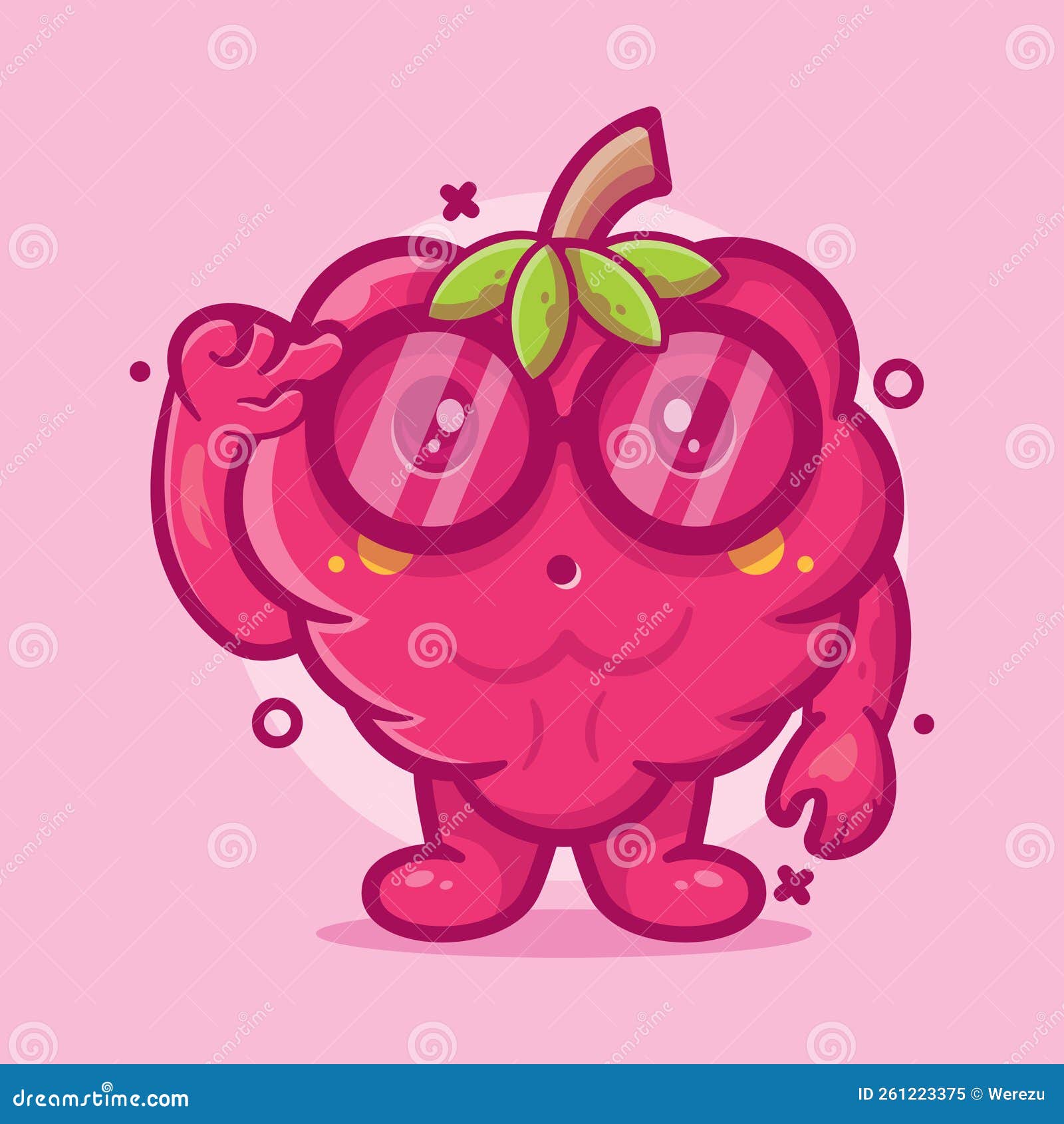 Genius Raspberry Fruit Character Mascot with Think Expression Isolated ...