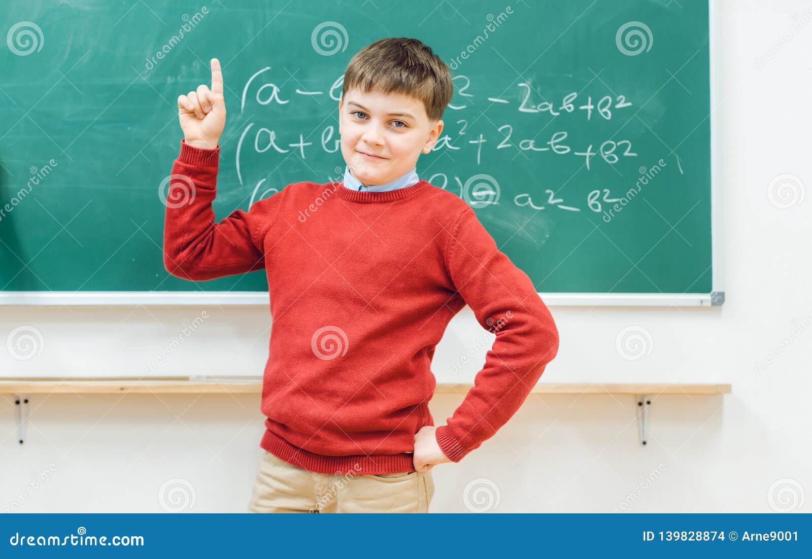Genius Schoolboy Could Solve the Math Task Stock Photo - Image of idea ...