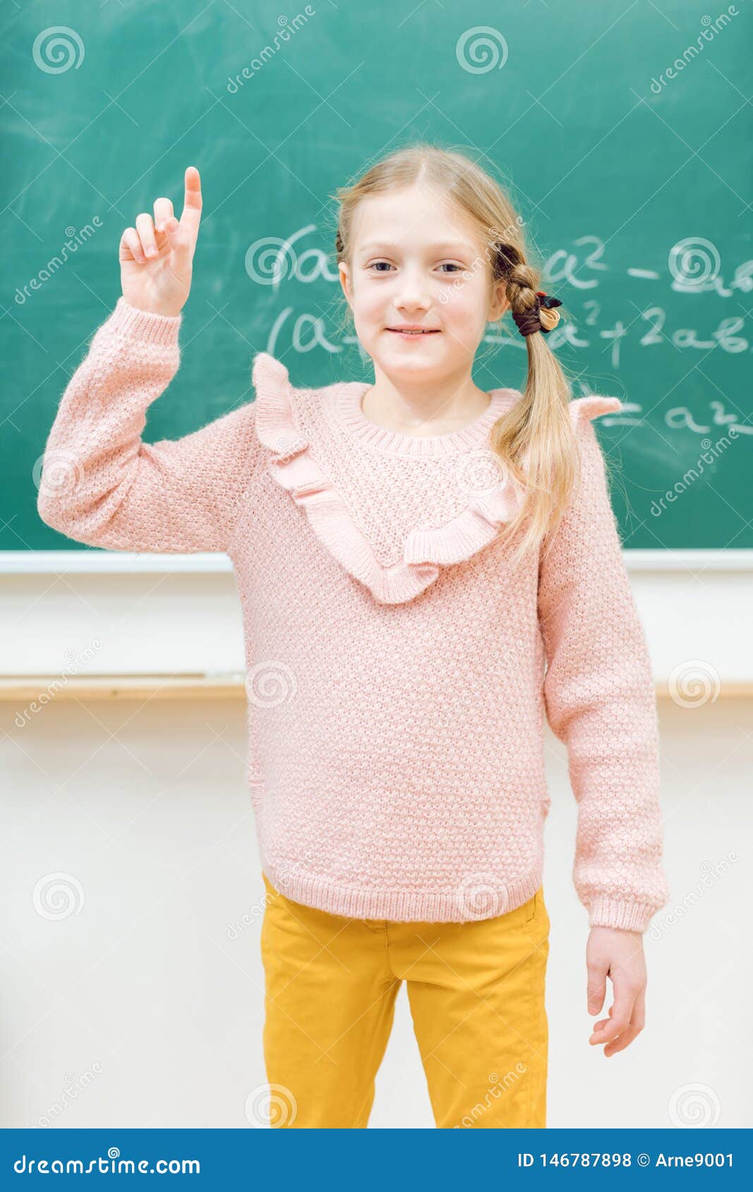 Genius Schoolgirl Could Solve the Math Task Stock Photo - Image of ...
