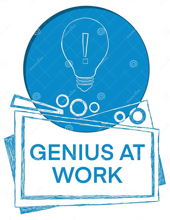 Genius at Work Bulb Symbol Circle Triangles Blue Top Text Stock ...