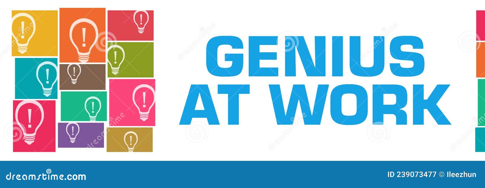 Genius at Work Colorful Bulbs Grid Left Stock Illustration ...