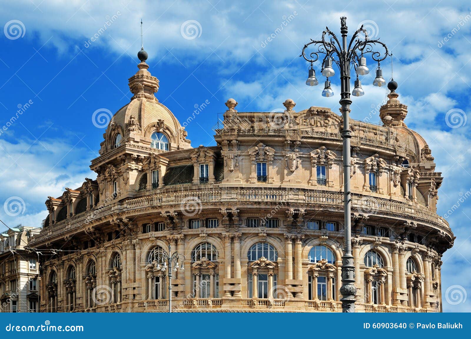 Genoa Architecture Elements with Street Light Stock Photo - Image of ...