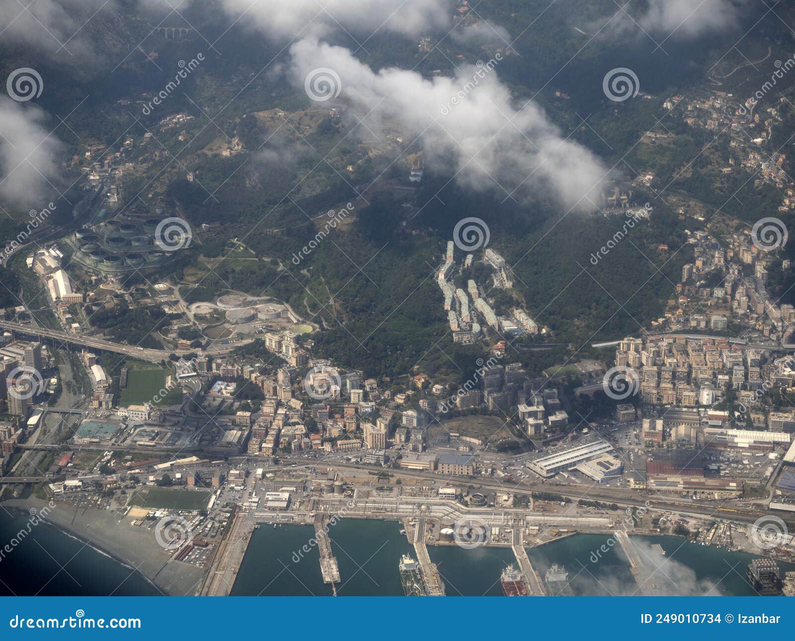 Genoa Harbor Aerial View from Airplane Stock Photo - Image of travel ...