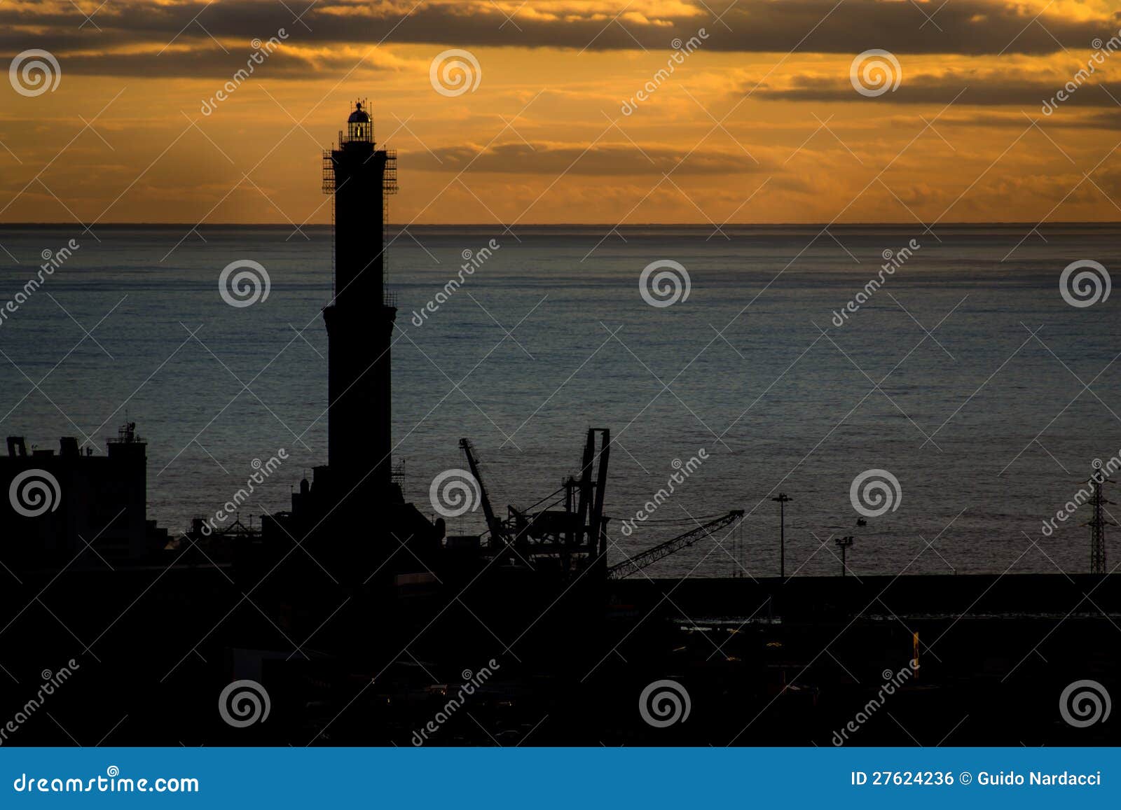 Genoa with the Lanterna at Sunset Stock Photo - Image of sunrise ...