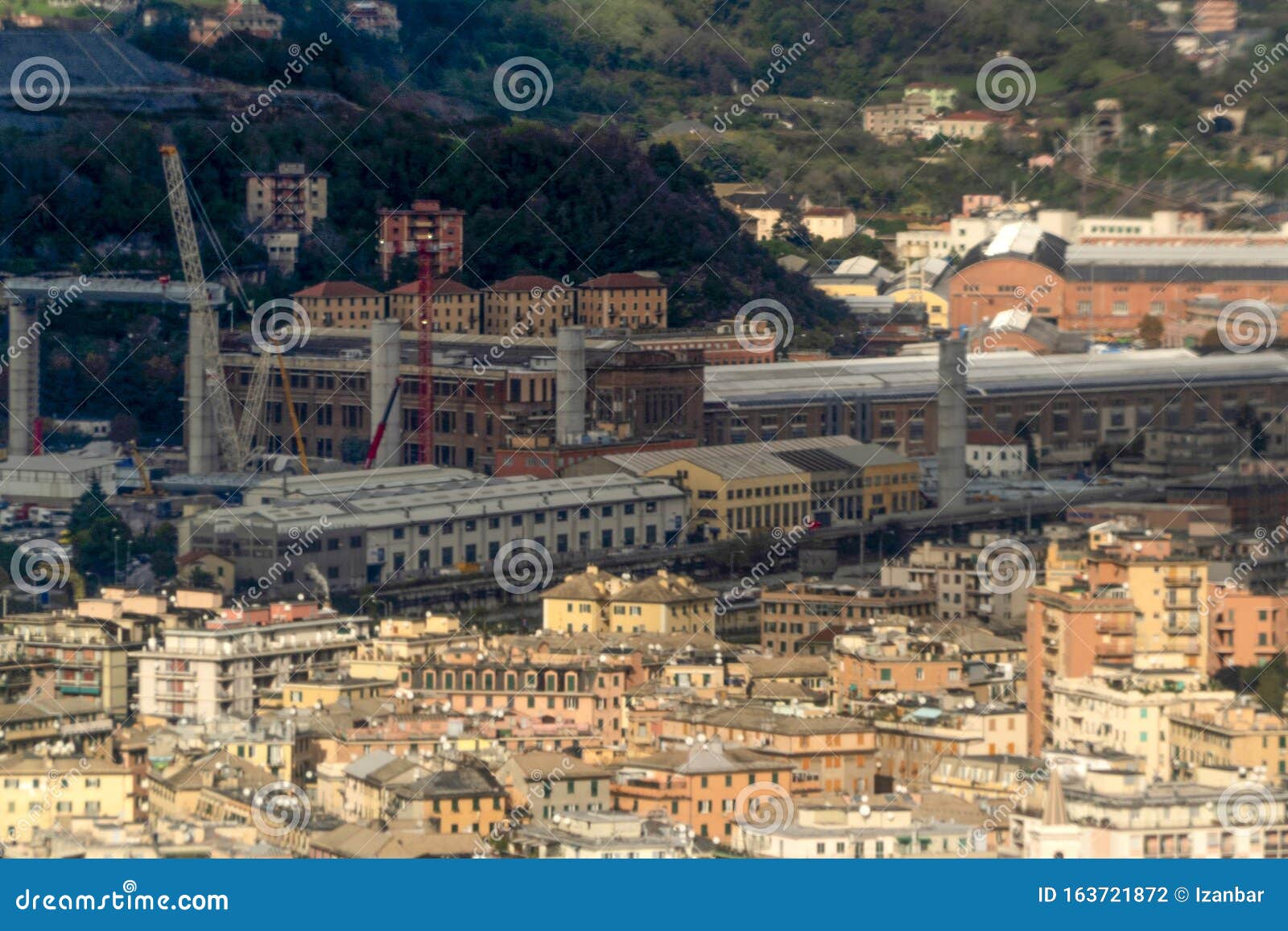 A View Of The Morandi Bridge And The Polcevera River Stock Photography ...