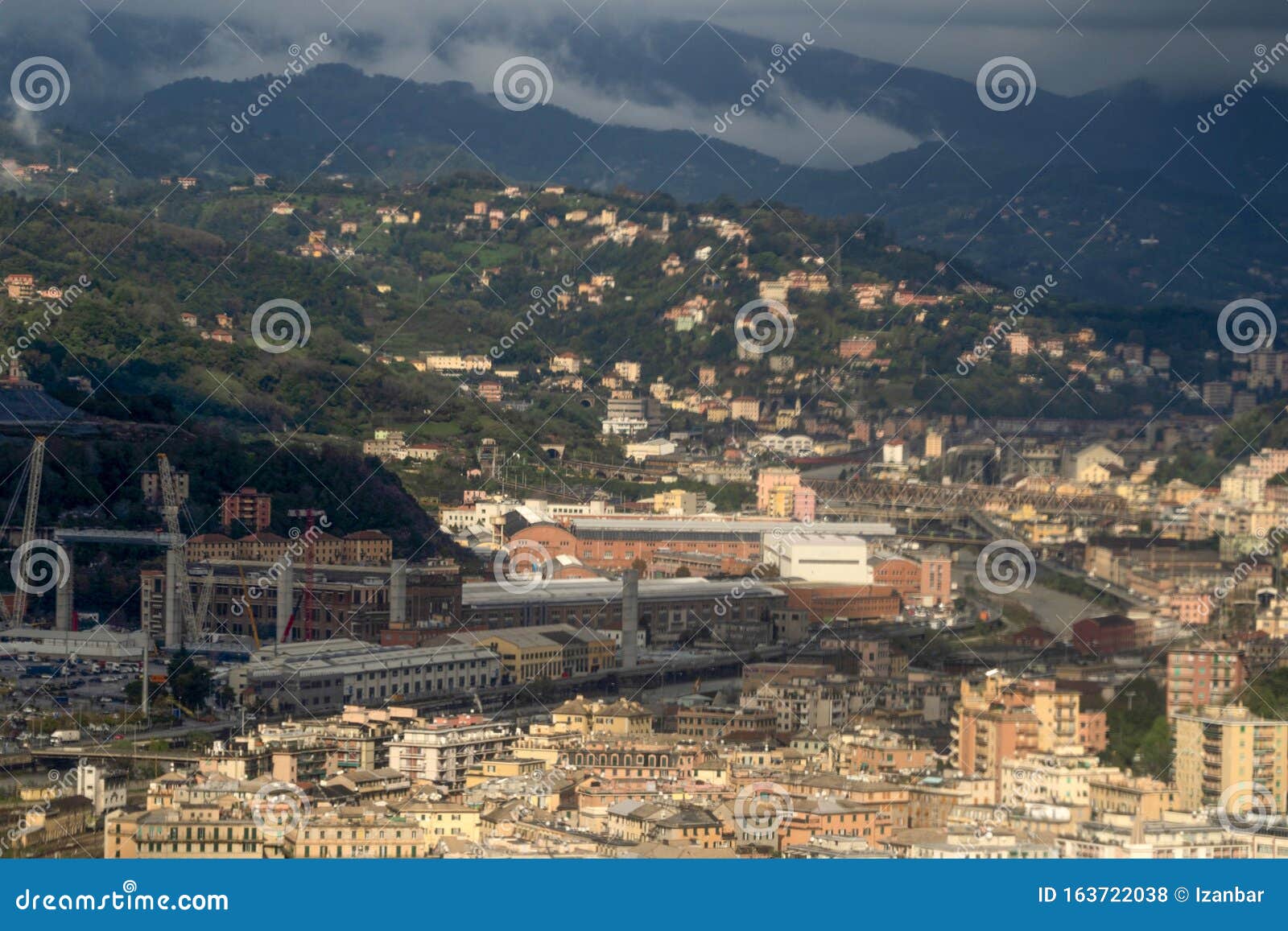 Genoa New Morandi Bridge Under Construction Aerial View Stock Photo ...
