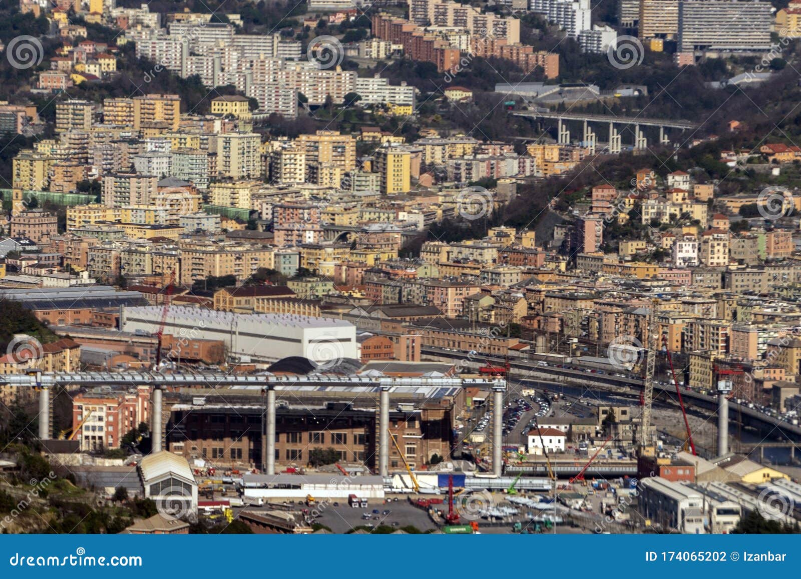 A View Of The Morandi Bridge And The Polcevera River Stock Photography ...