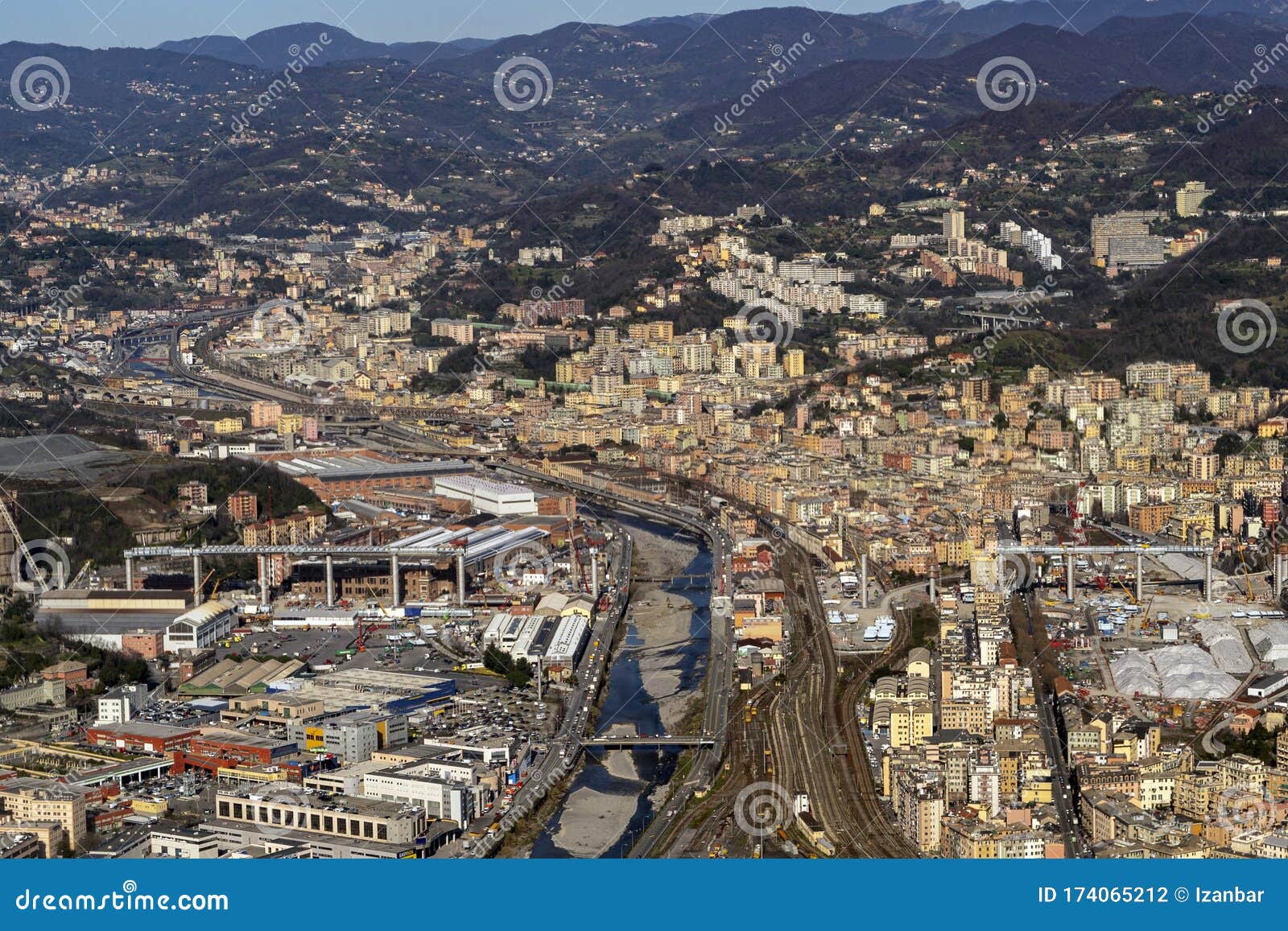 Genoa New Morandi Bridge Under Construction Aerial View Stock Photo ...