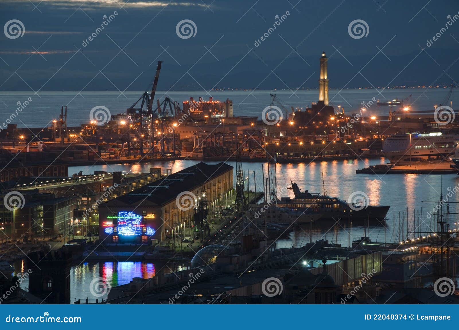 Genoa by night stock photo. Image of travel, shipping - 22040374