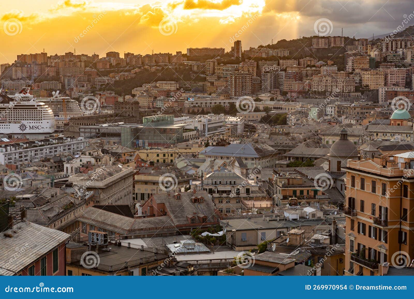 Panoramic Aerial View of Genoa City Editorial Stock Image - Image of ...