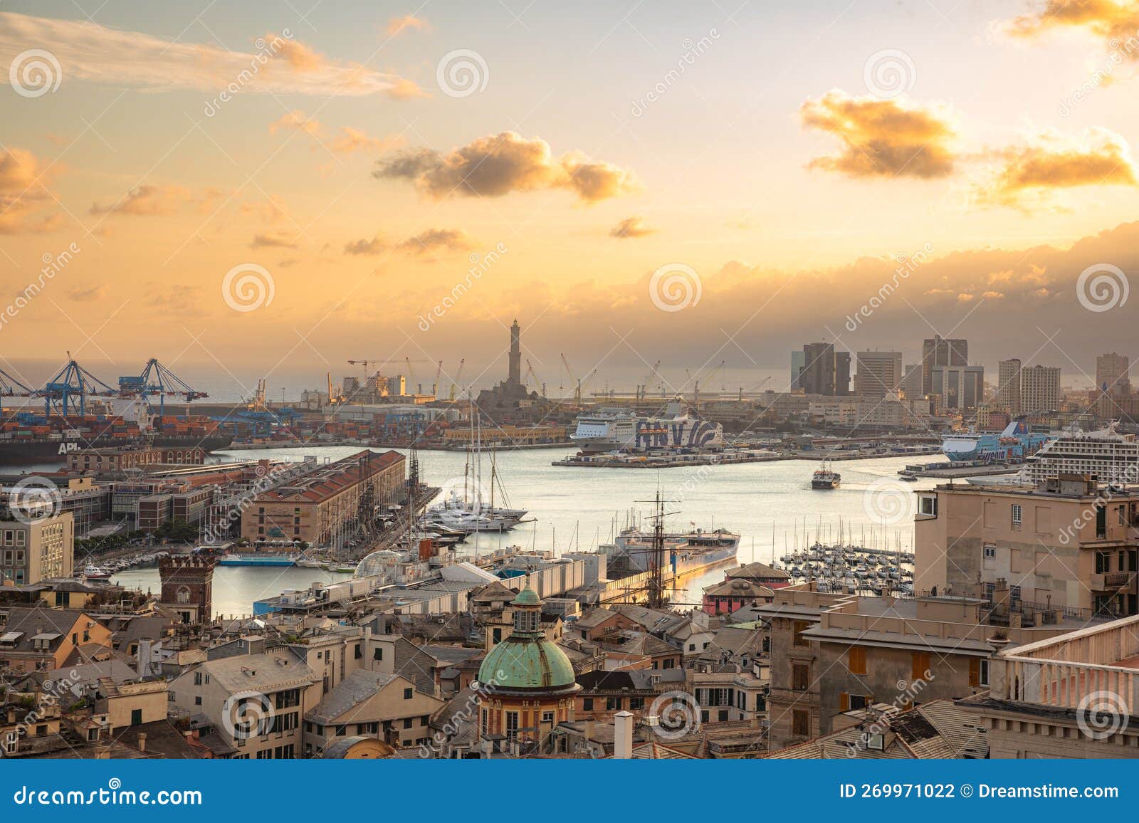 Stunning Panoramic Aerial View of the Port of Genoa Editorial ...
