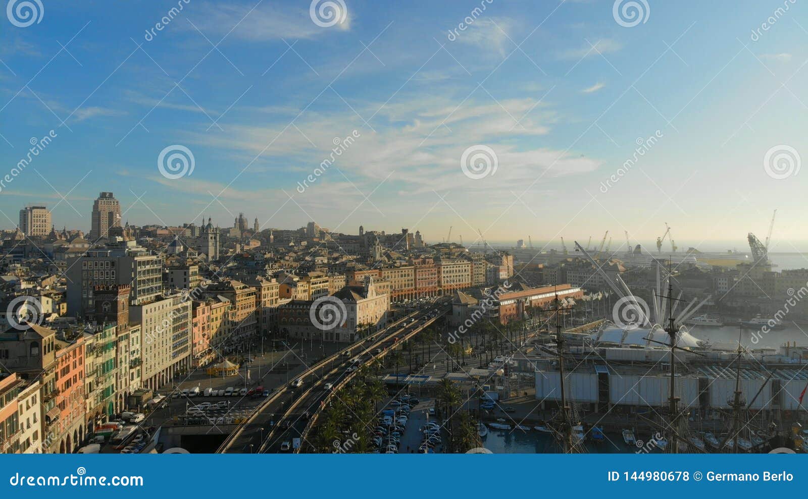 Genoa port by air stock photo. Image of harbor, cloudy - 144980678